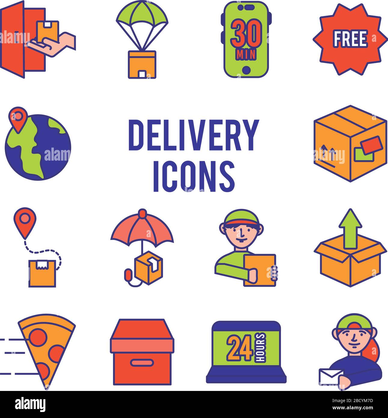 bundle of delivery service icons Stock Vector Image & Art - Alamy