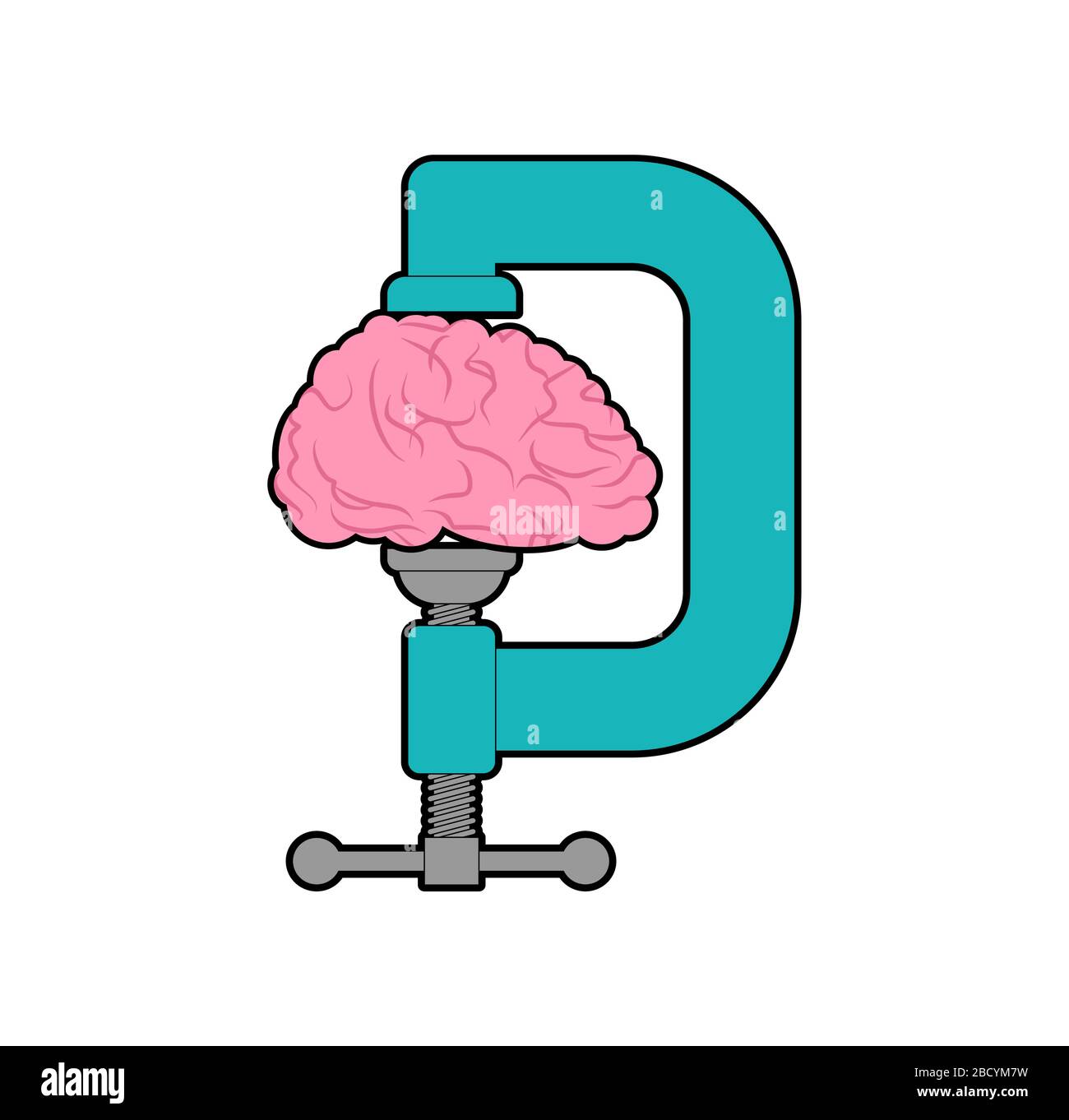 Vise brains isolated. concept Headache and stress. Brainstorm Symbol ...