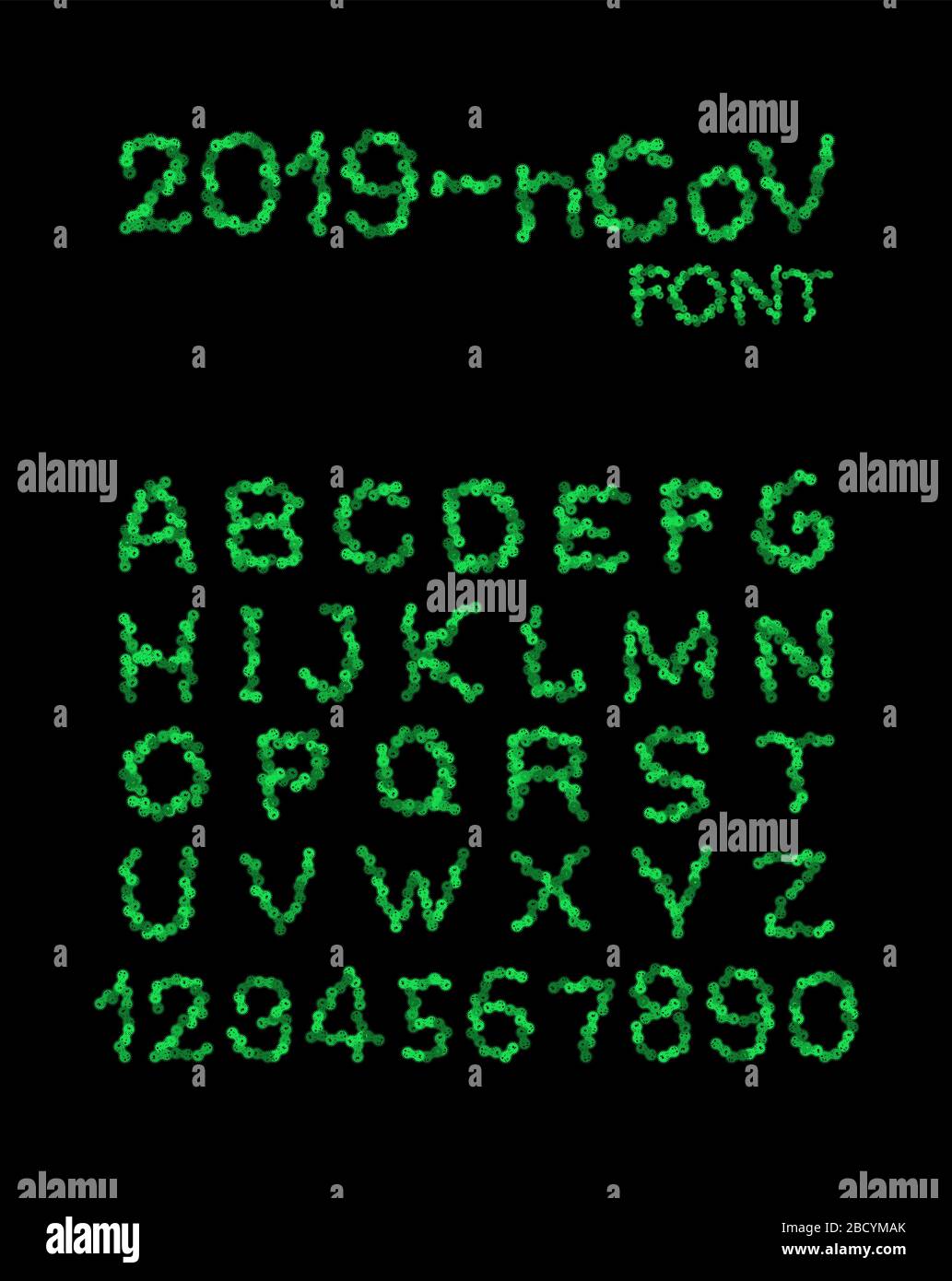 2019-ncov font. bacteria letter. Epidemic alphabet. Pandemic ABC ...
