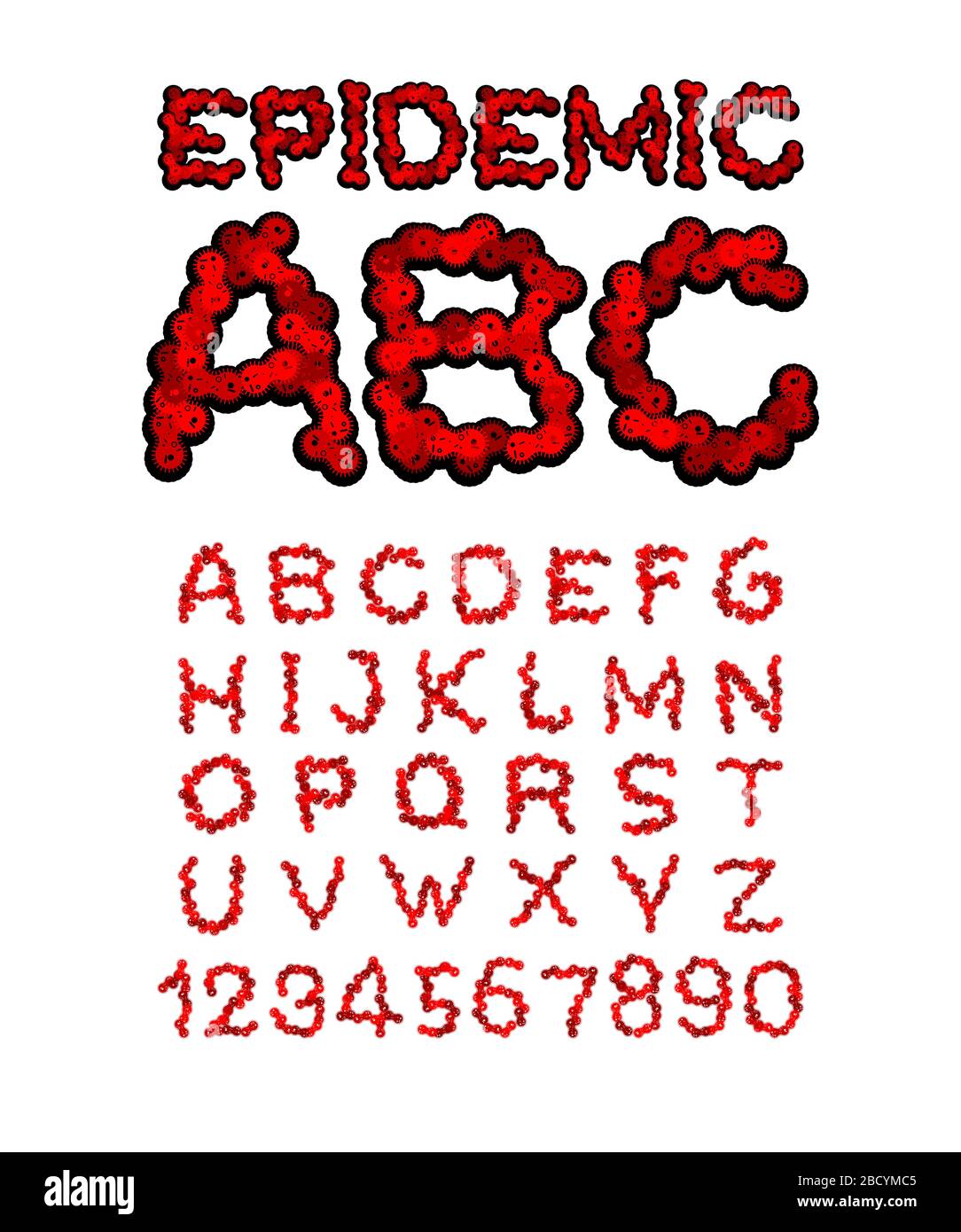 Epidemic Font. bacteria letter. Coronavirus alphabet. Pandemic ABC ...
