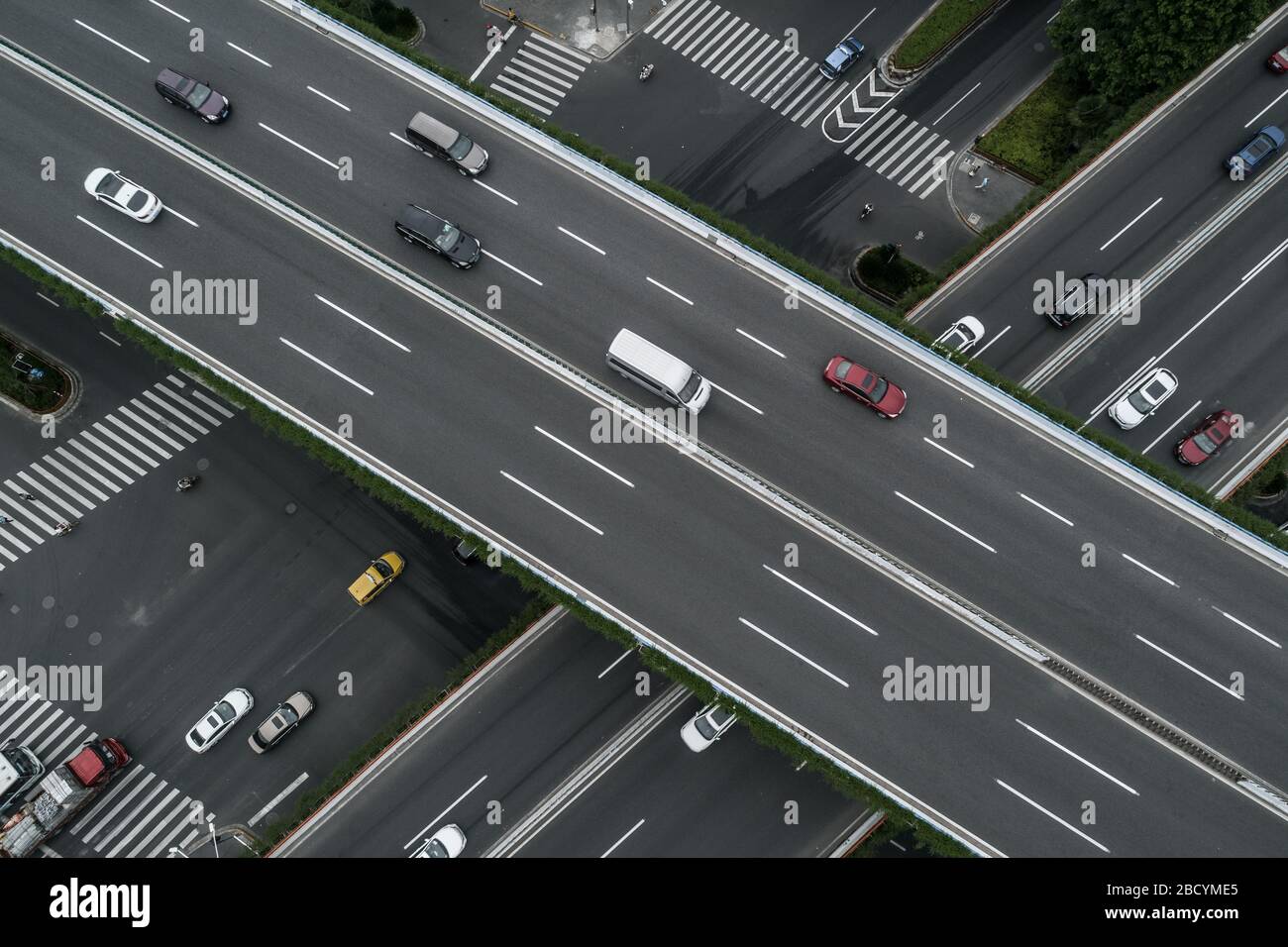 Aerial view of highway and overpass Stock Photo - Alamy