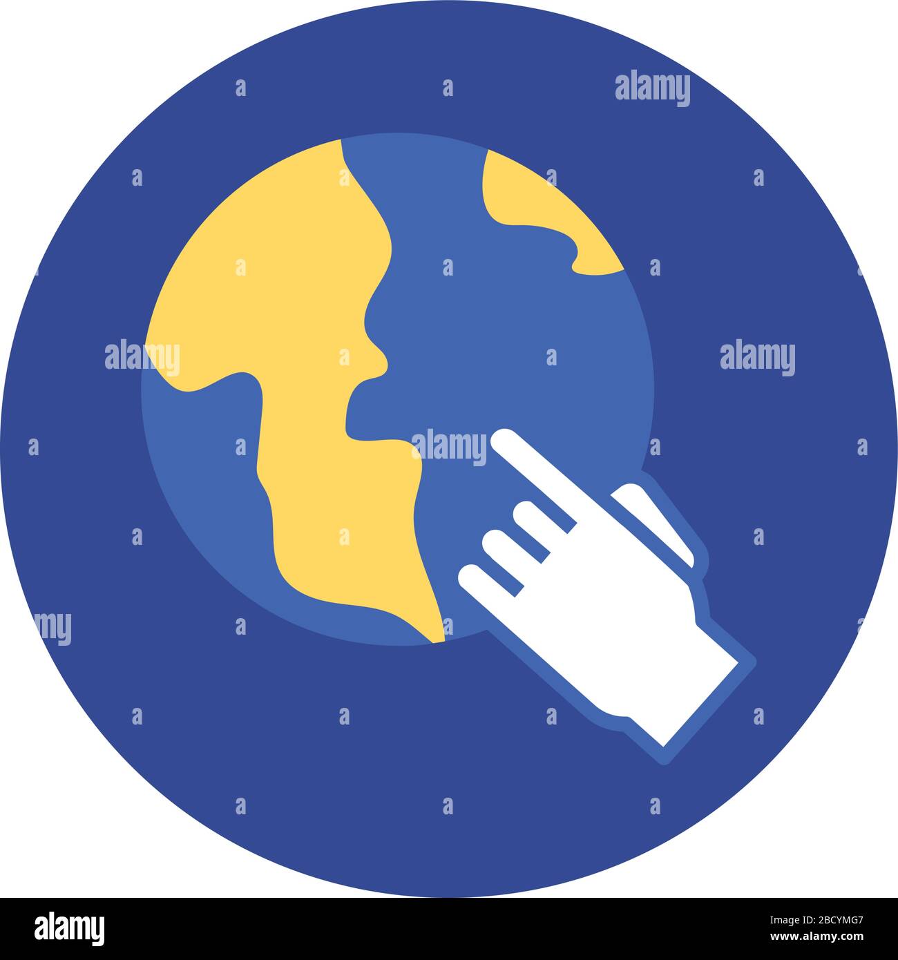 earth planet with hand cursor block and flat style Stock Vector Image ...