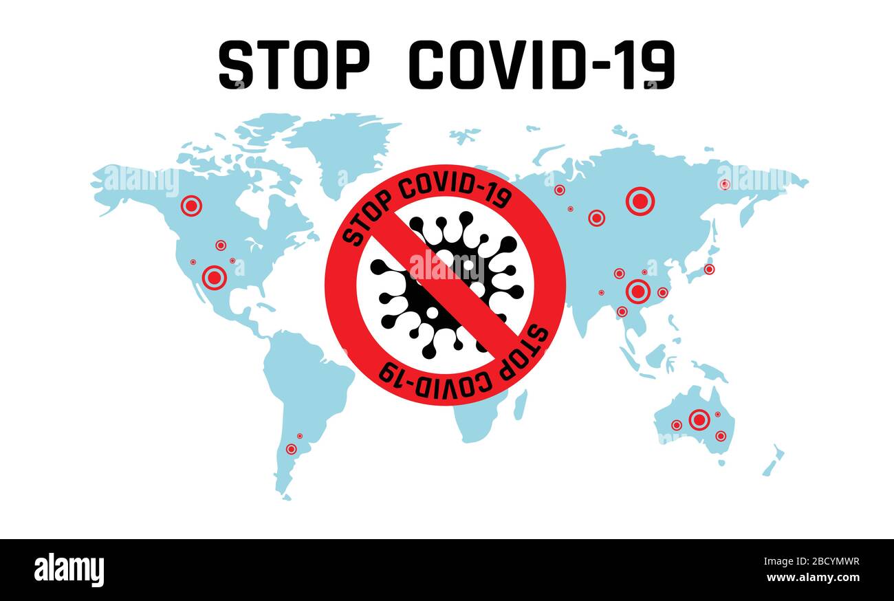 Coronavirus COVID-19 World Map Spreading Infection. Red Point On ...