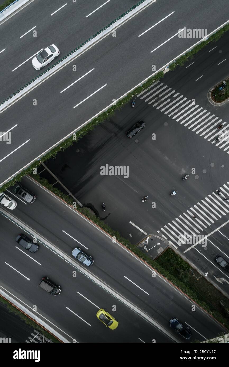 Aerial view of highway and overpass Stock Photo - Alamy