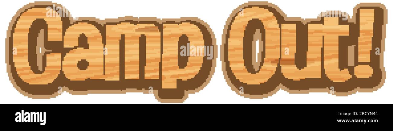 Font design for word camp out on white background illustration Stock ...