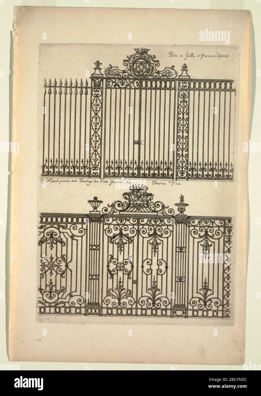 Two Designs for Metal Gates and Panels in Nouveau Livre de Serrurie New ...