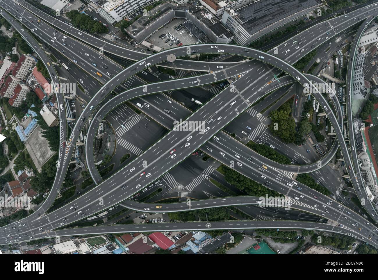 Aerial view of highway and overpass Stock Photo - Alamy