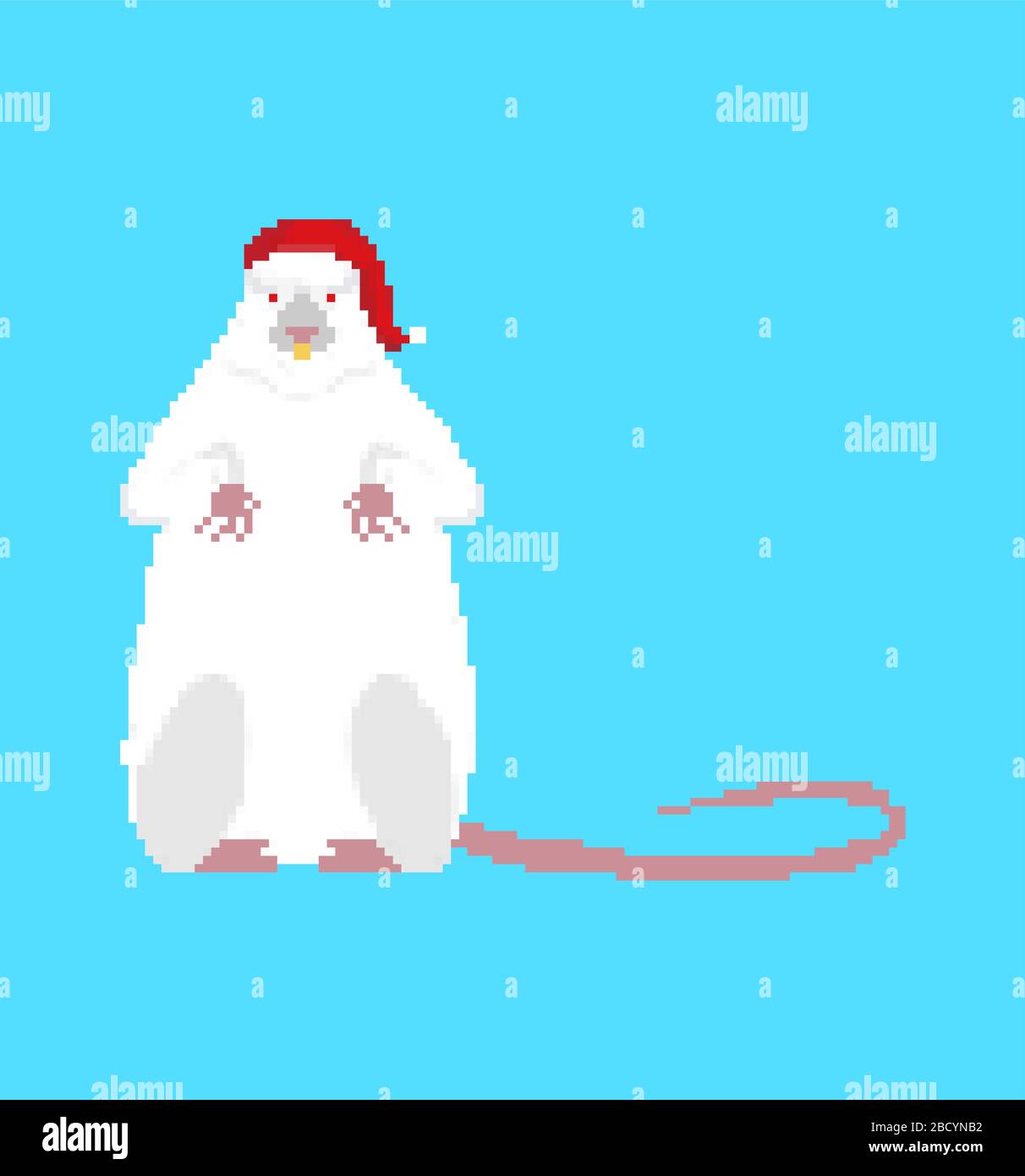 Santa Mouse pixel art. 8 bit Rat in red cap. Christmas and New Year ...