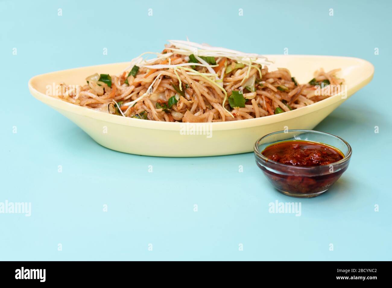 Vegetable Hakka Noodles or Manchurian Hakka or Schezwan Noodles or chow ...