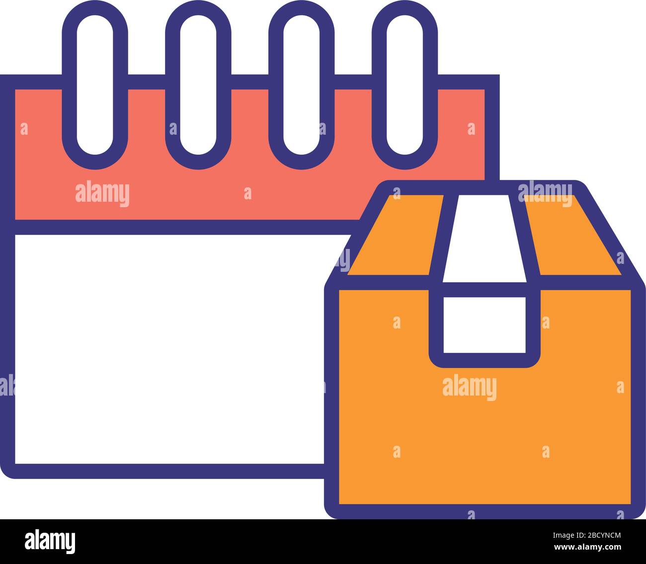 calendar with box carton delivery service line and fill style Stock ...