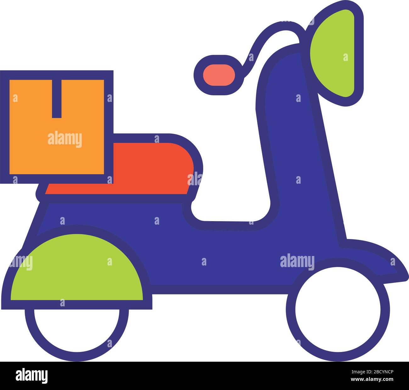 motorcycle vehicle with box delivery line and fill style Stock Vector ...
