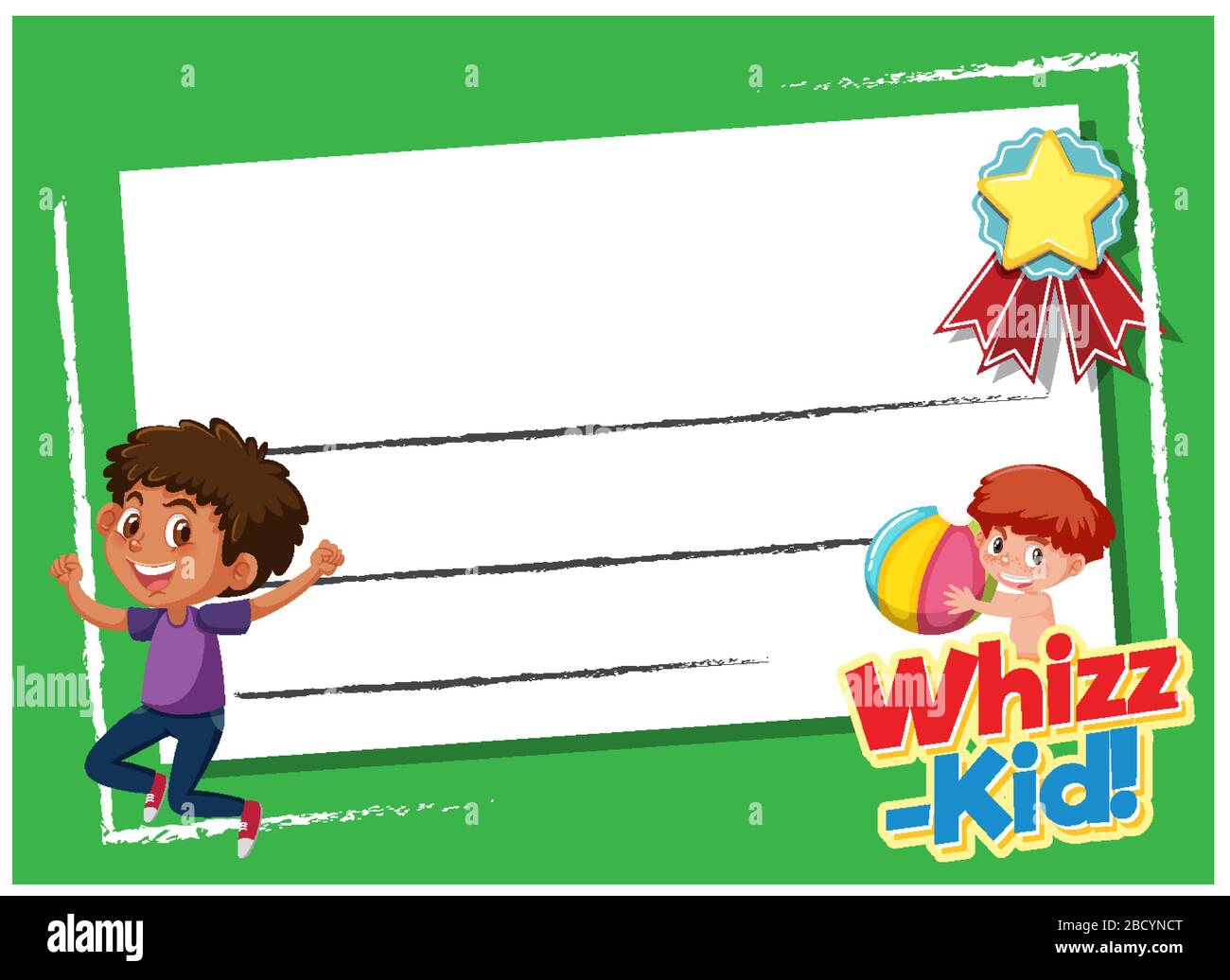 Background template design with happy boys illustration Stock Vector ...