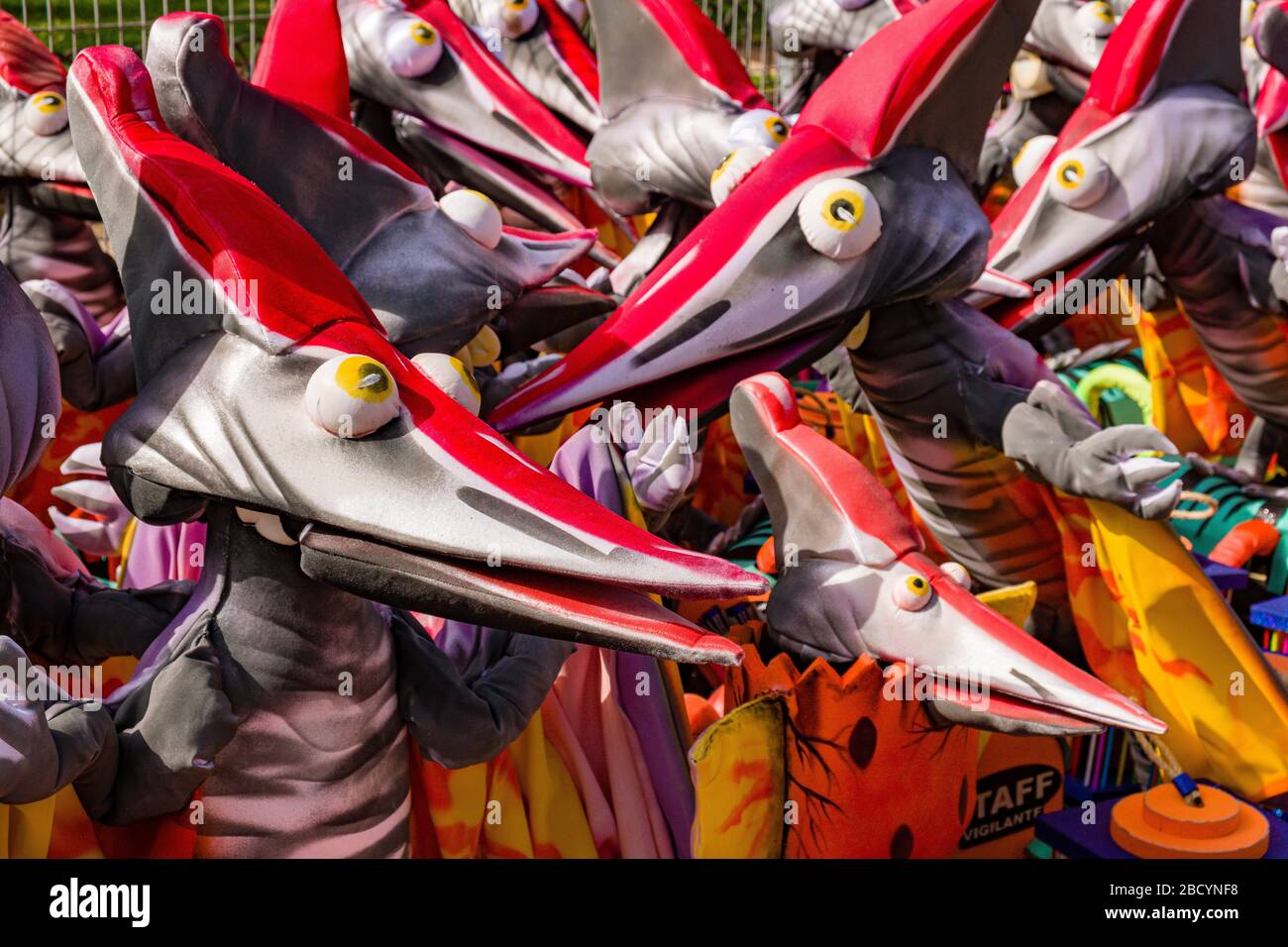Colorful details of the dancers costumes during the Big Carnival Parade ...