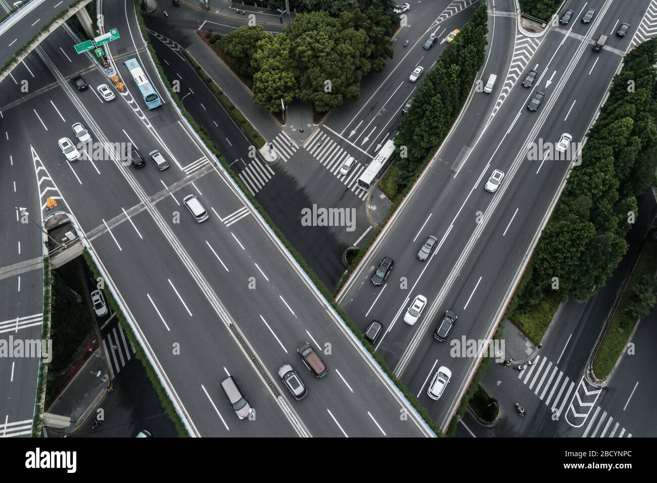 Aerial view of highway and overpass Stock Photo - Alamy
