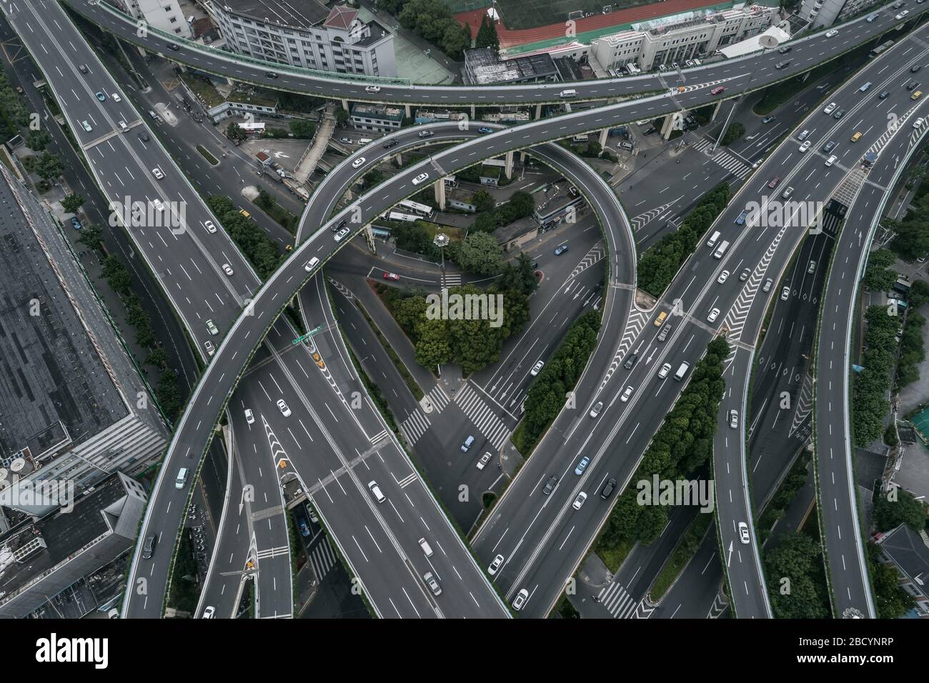 Aerial view of highway and overpass Stock Photo - Alamy