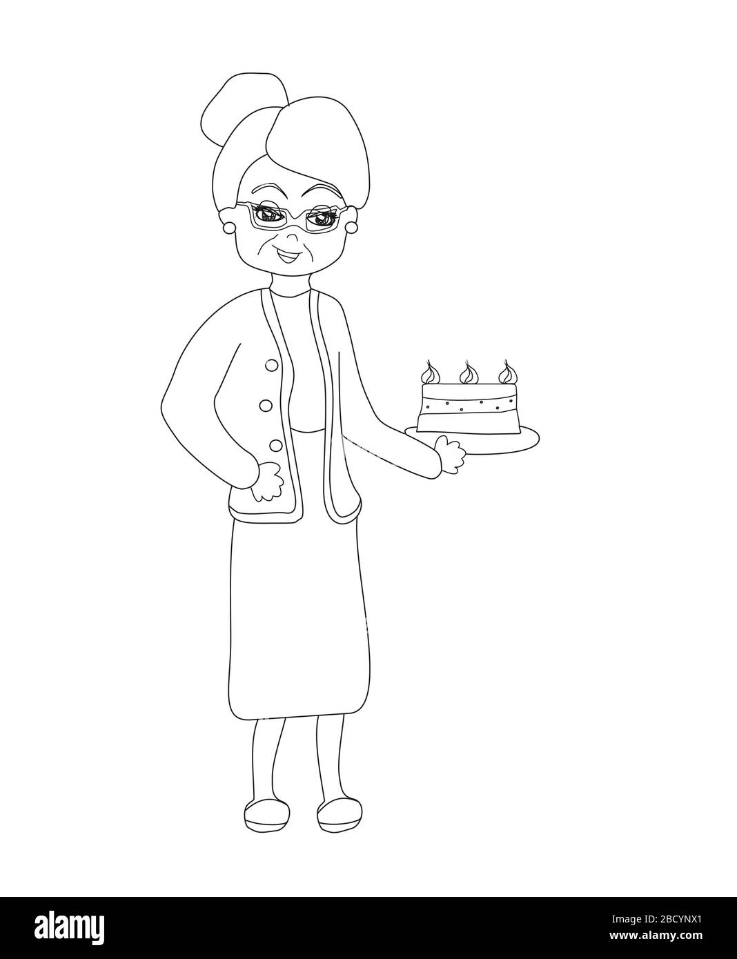 Granny with cake Stock Vector Images - Alamy