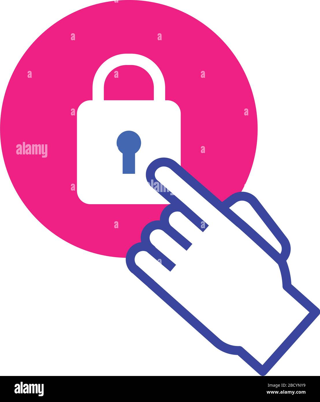 padlock with hand mouse cursor flat style Stock Vector Image & Art - Alamy