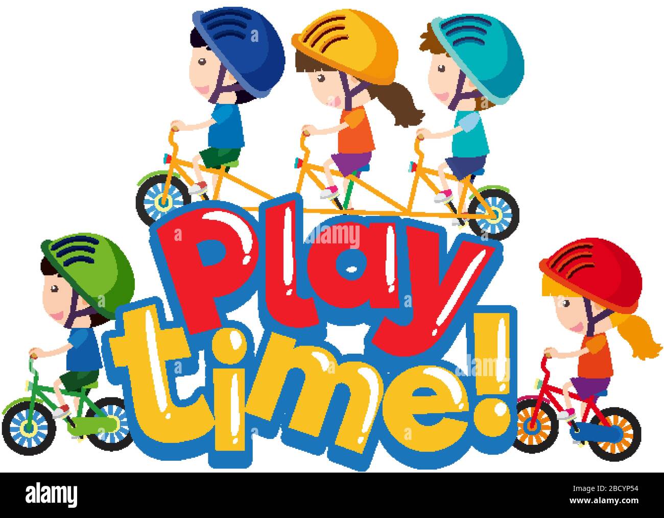 Font design for word play time with happy kids playing illustration ...