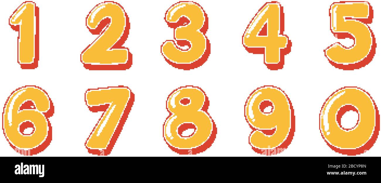 Font design for number one to zero on white background illustration ...