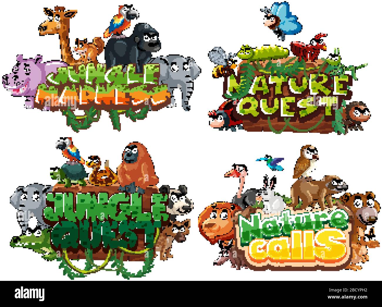 Font design for word related to wildlife with animals in background ...