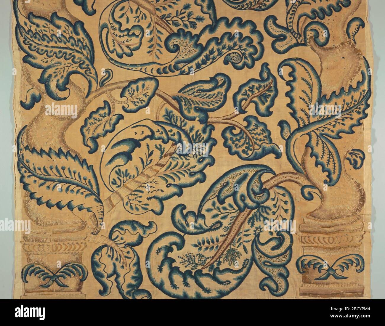 Textile. Research in ProgressVertical panel of crewel embroidery with a ...