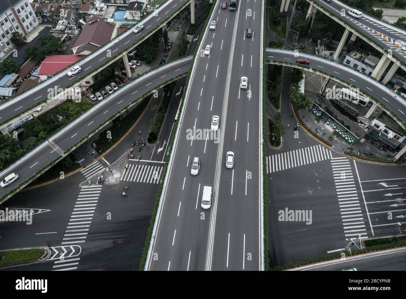 Aerial view of highway and overpass Stock Photo - Alamy