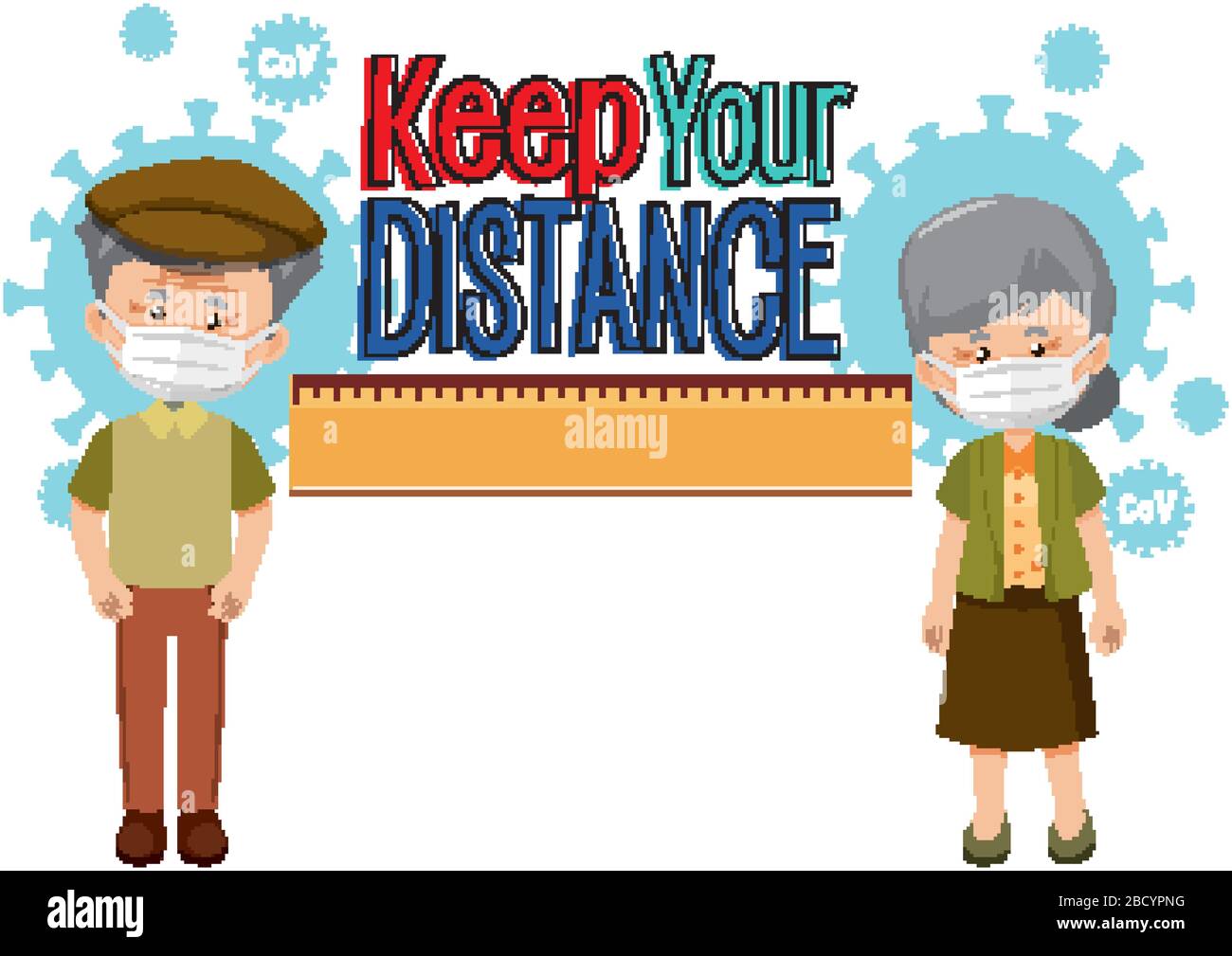 The elderly keeping distance illustration Stock Vector Image & Art - Alamy