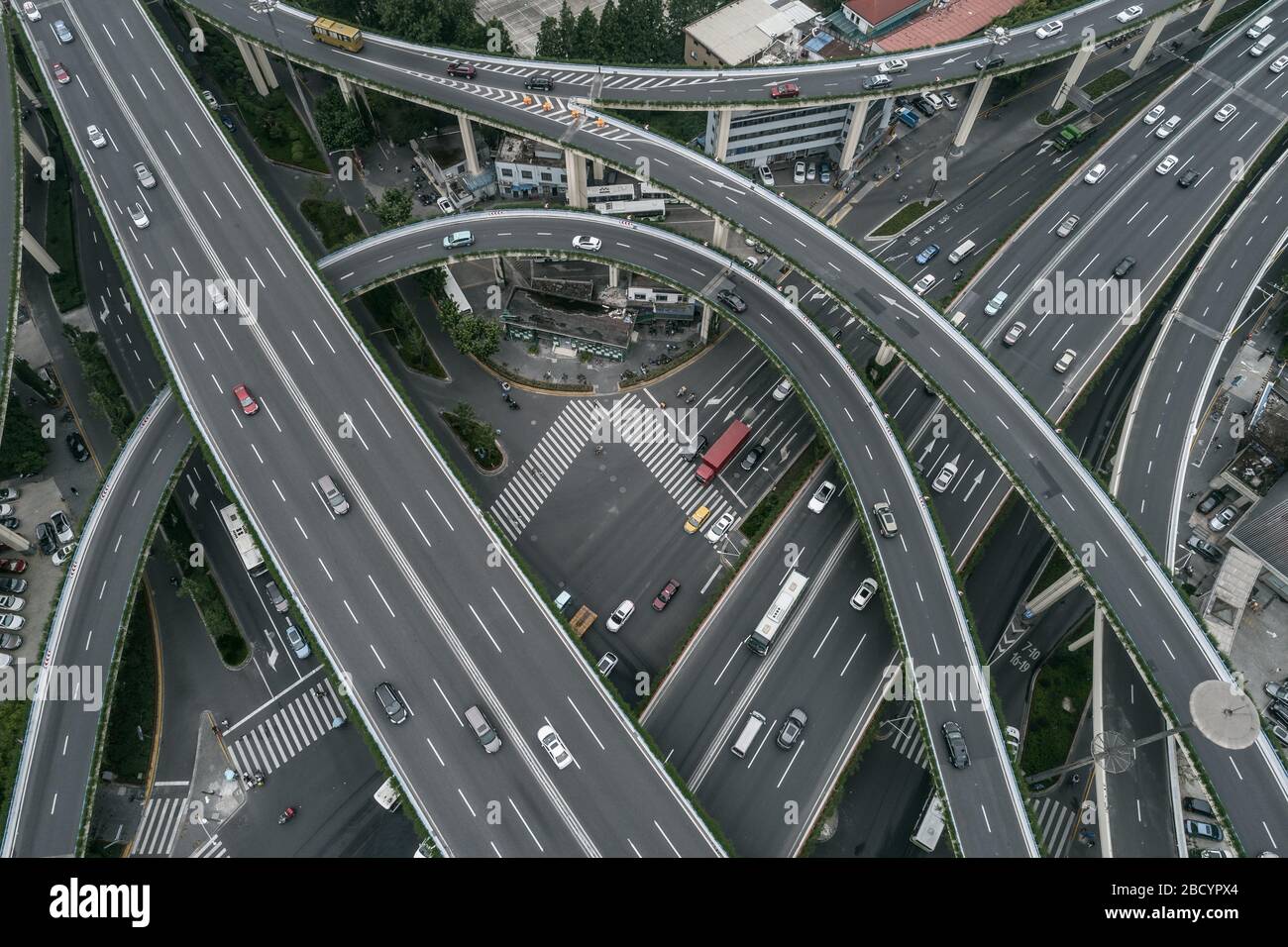 Aerial view of highway and overpass Stock Photo - Alamy