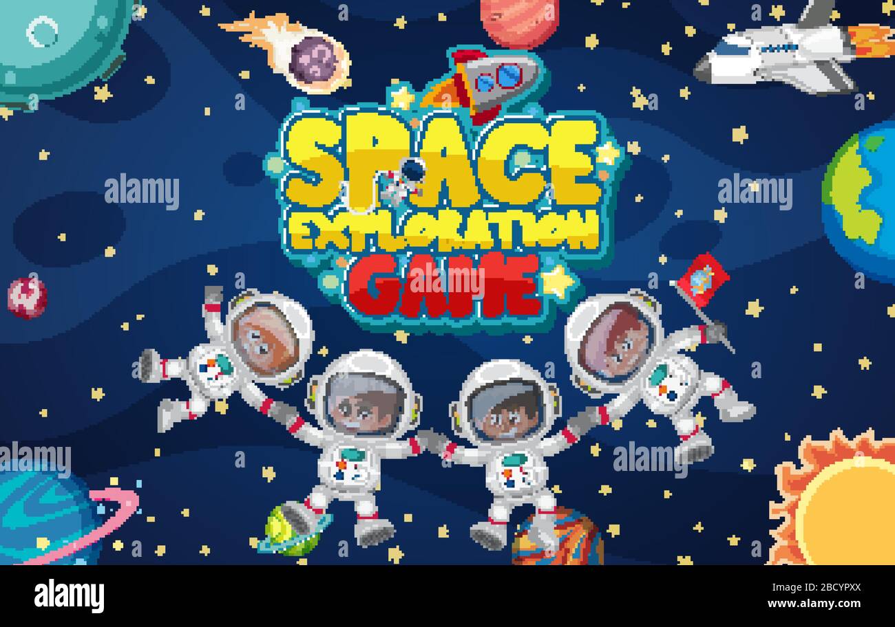 Poster design for space exploration with astronauts in space ...