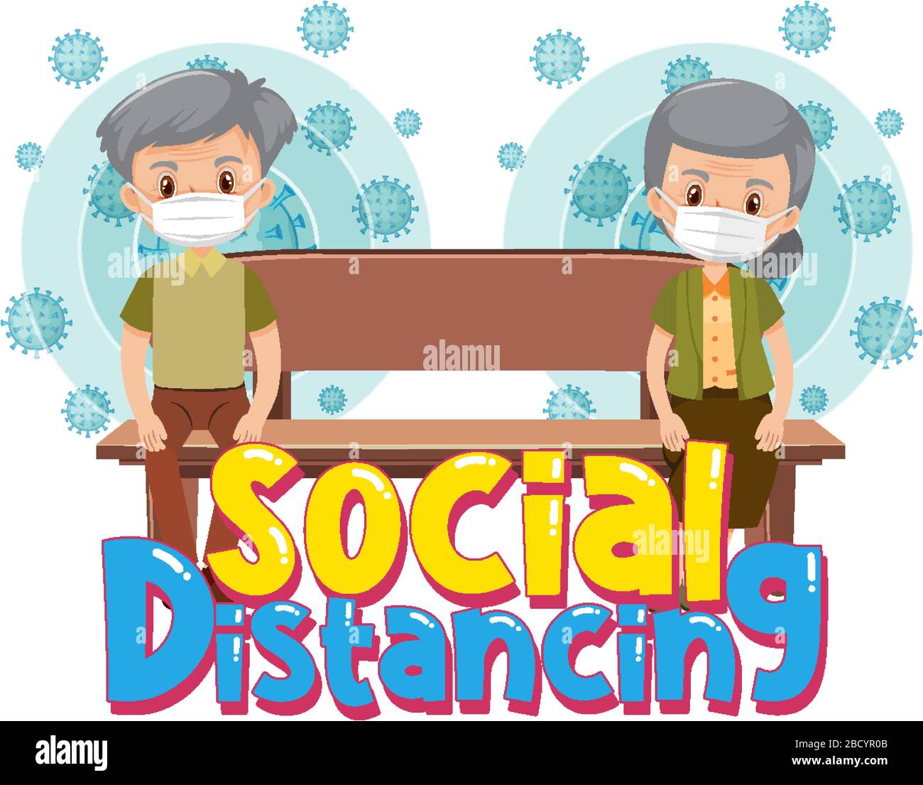 The elderly keeping distance illustration Stock Vector Image & Art - Alamy