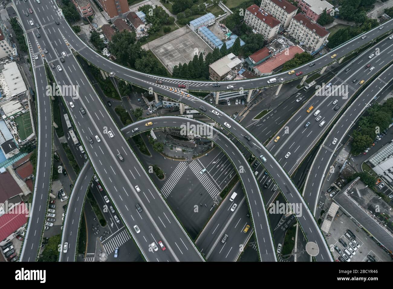 Aerial view of highway and overpass Stock Photo - Alamy