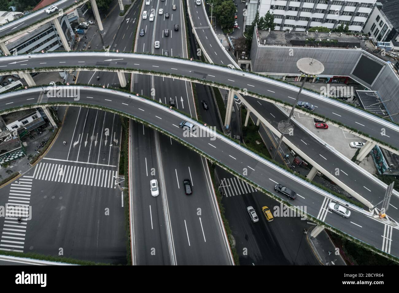 Aerial view of highway and overpass Stock Photo - Alamy