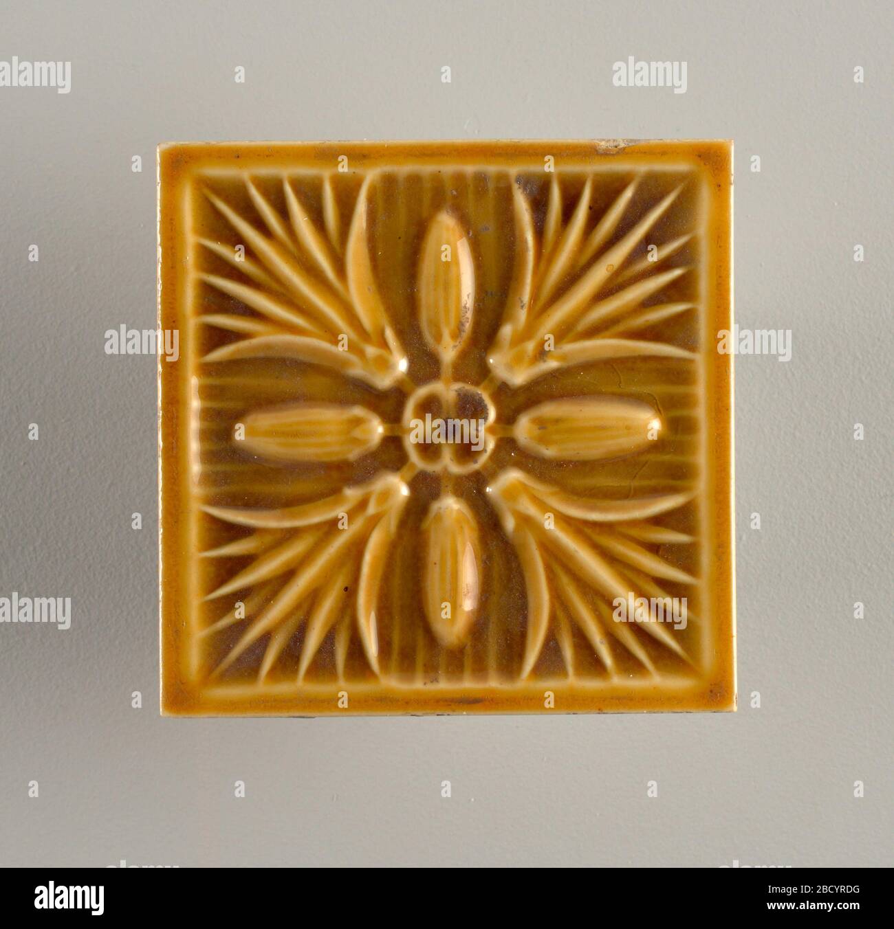 Tile. Research in ProgressMolded, square tile of white clay, reverse ...