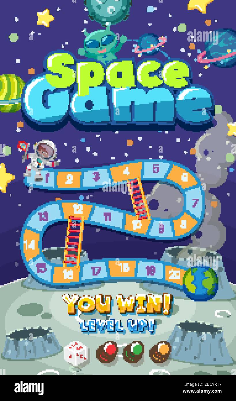 Game template with many planets in the space background illustration ...