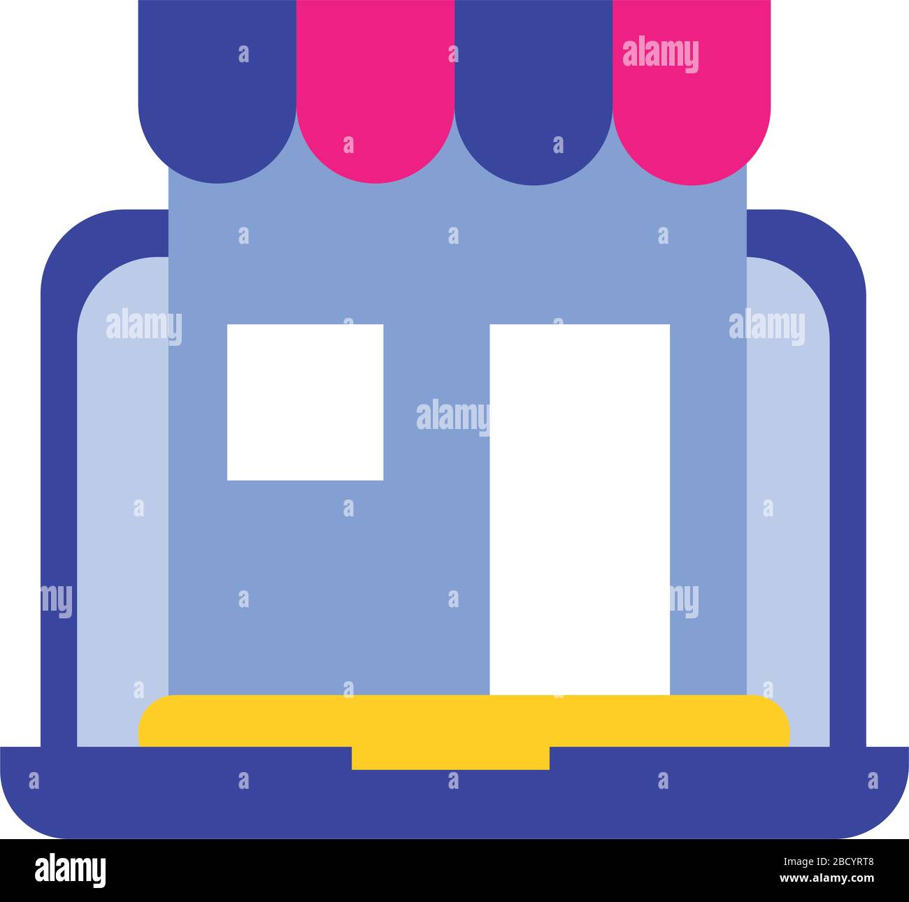 laptop with store building flat style icon Stock Vector Image & Art - Alamy