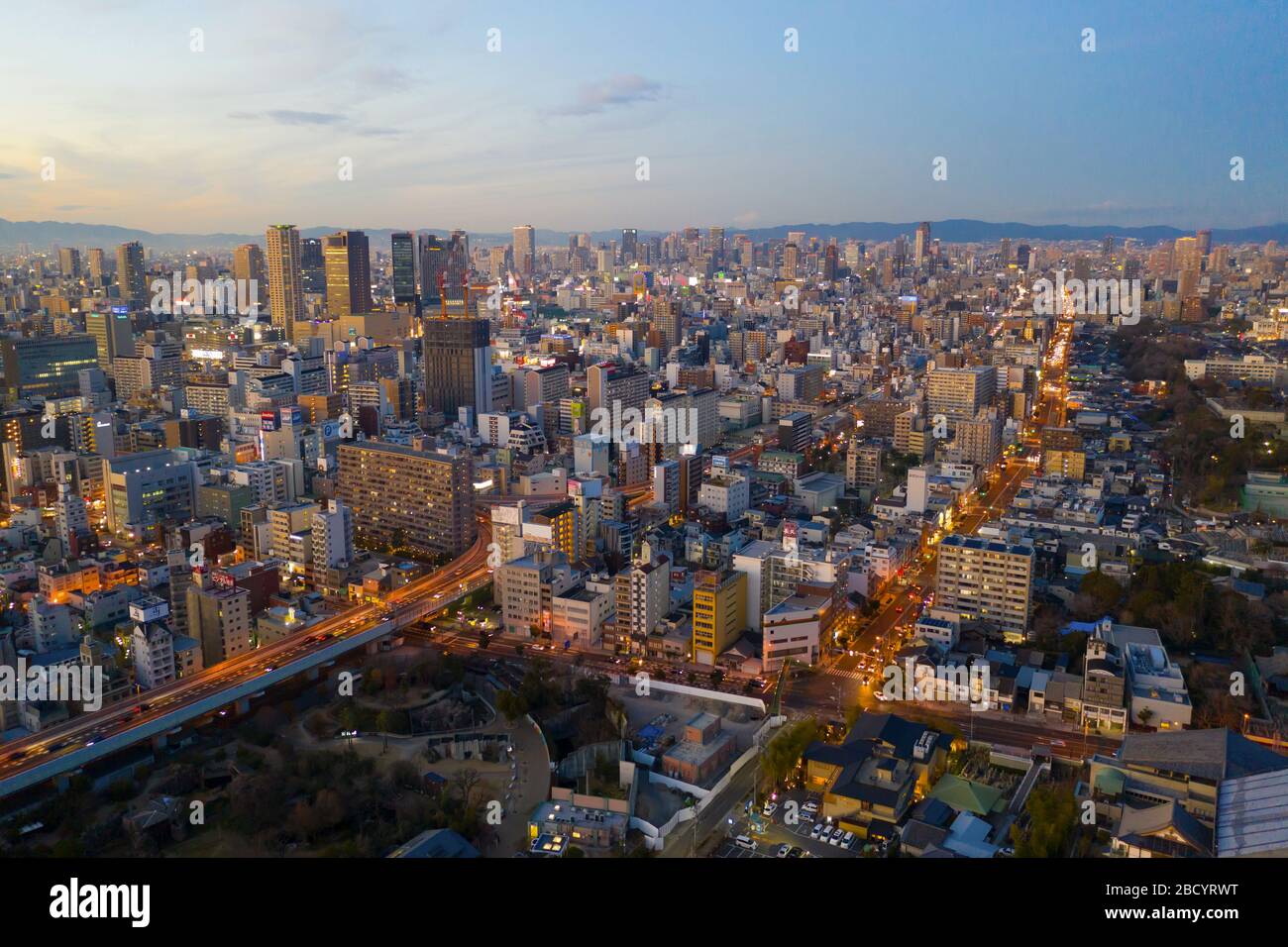 aerial view of city skyline in osaka japan Stock Photo - Alamy