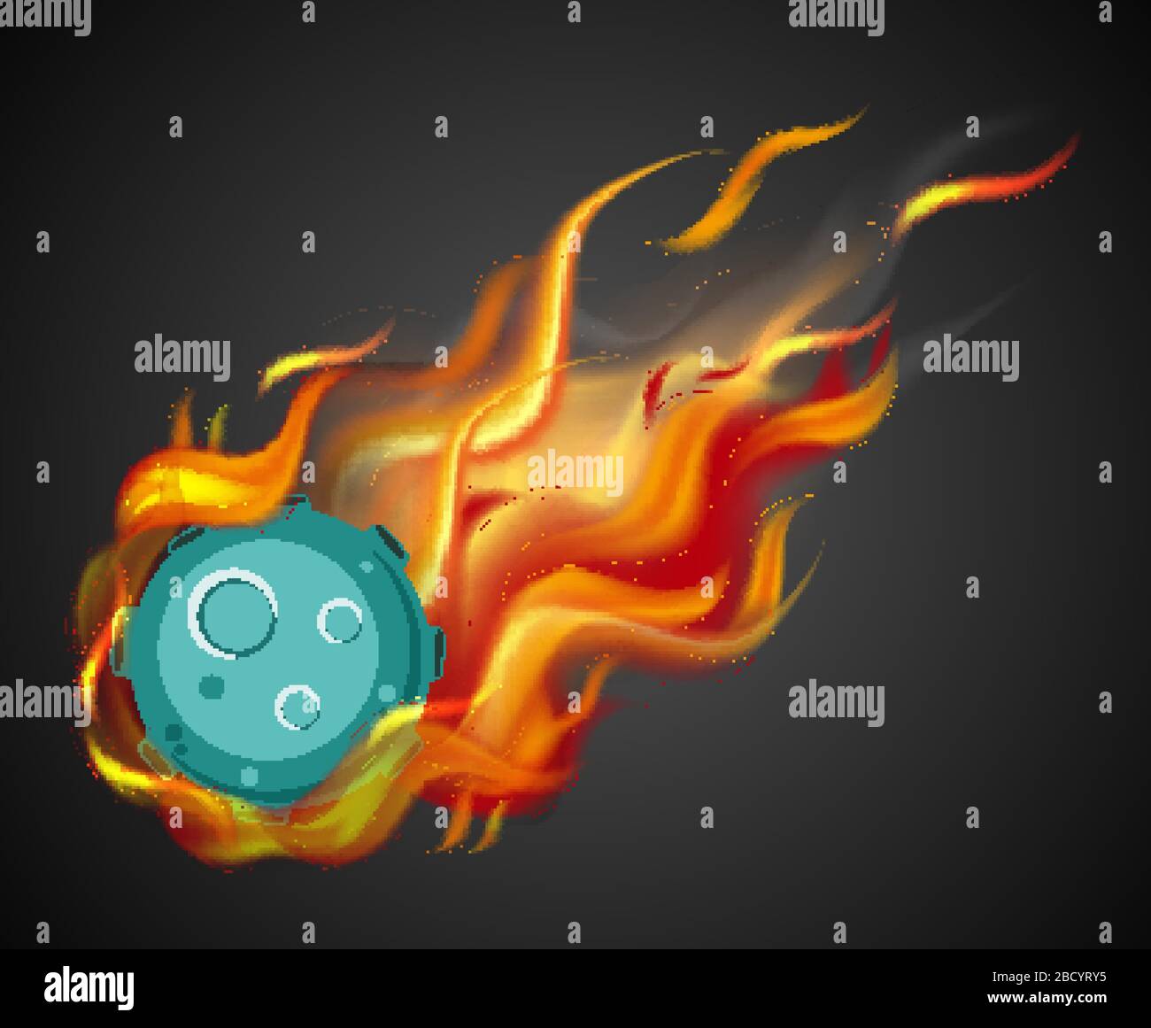 Shooting comet with flame on black background illustration Stock Vector ...