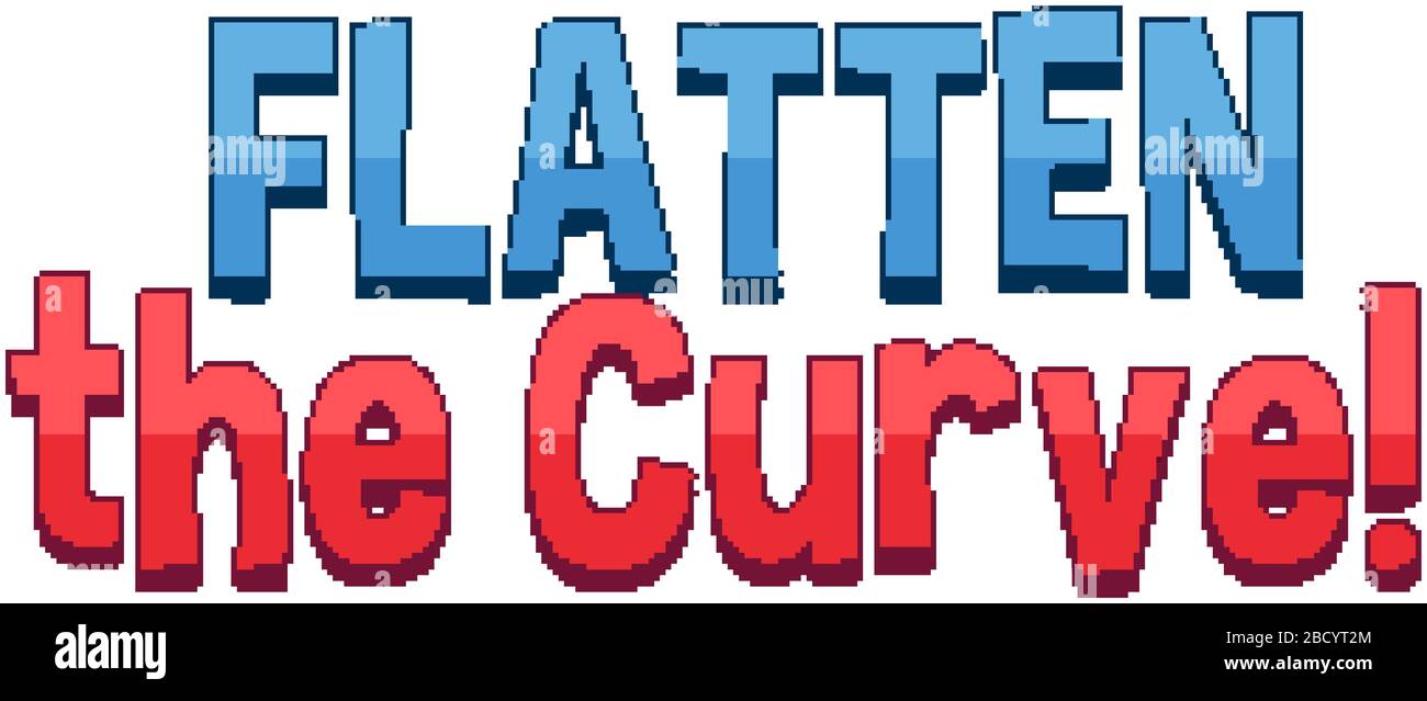 Word design for flatten the curve for coronavirus theme illustration ...
