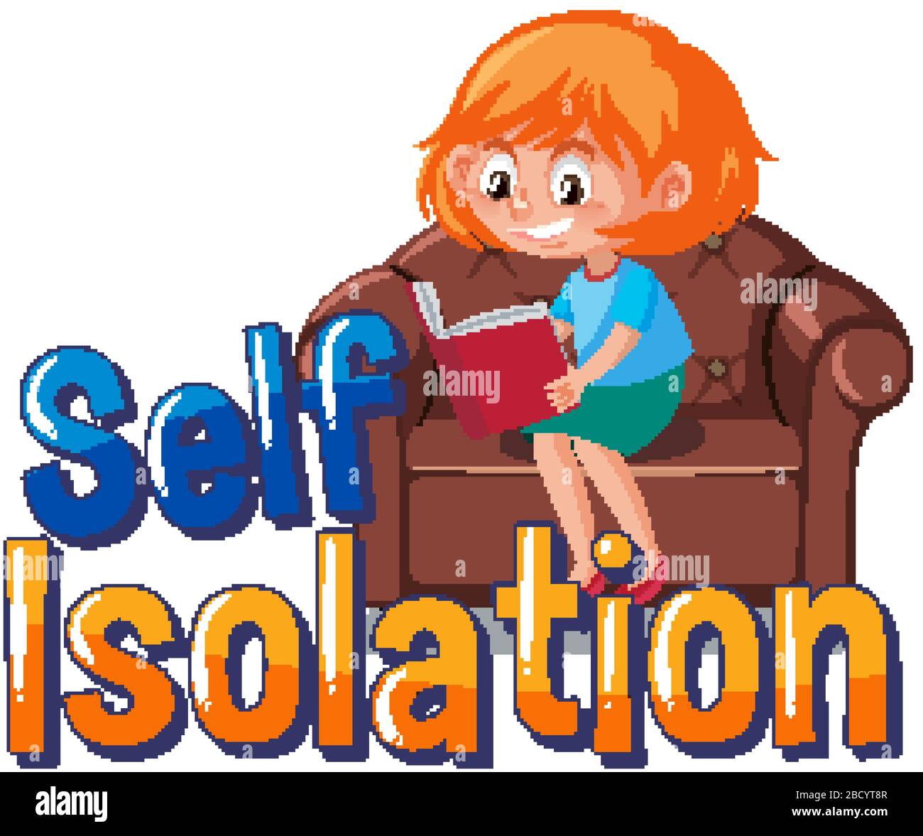 Self isolation to avoid spreading corona virus illustration Stock ...