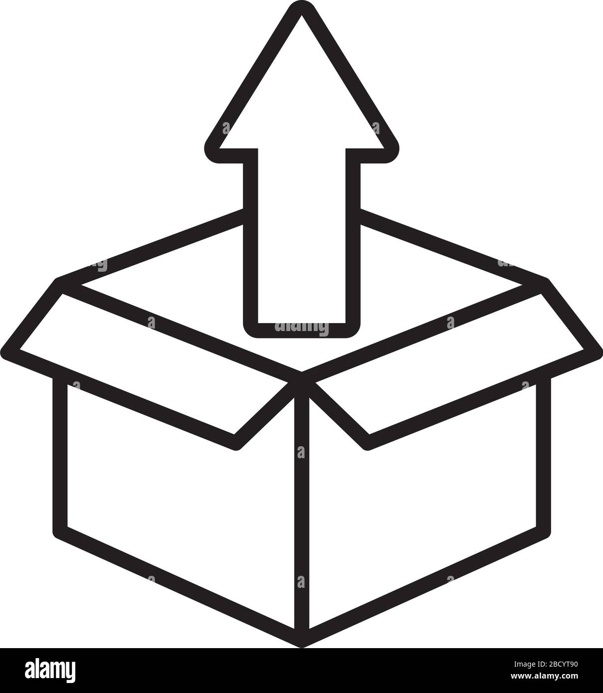 arrow up with box carton packing postal service line style Stock Vector ...