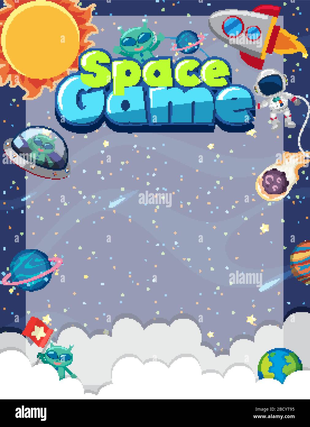 Frame template with many planets in the space background illustration ...