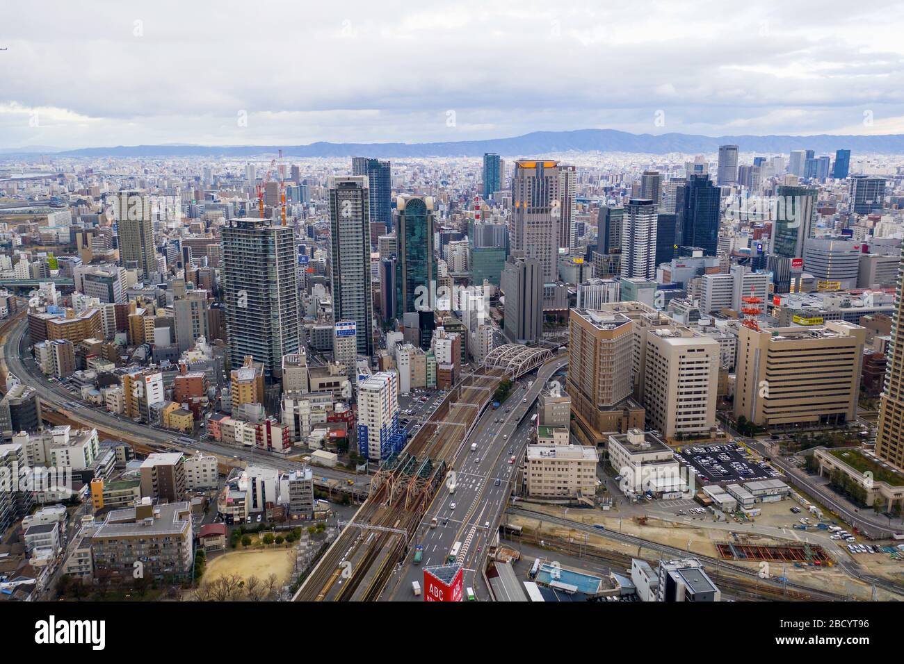 aerial view of city skyline in osaka japan Stock Photo - Alamy