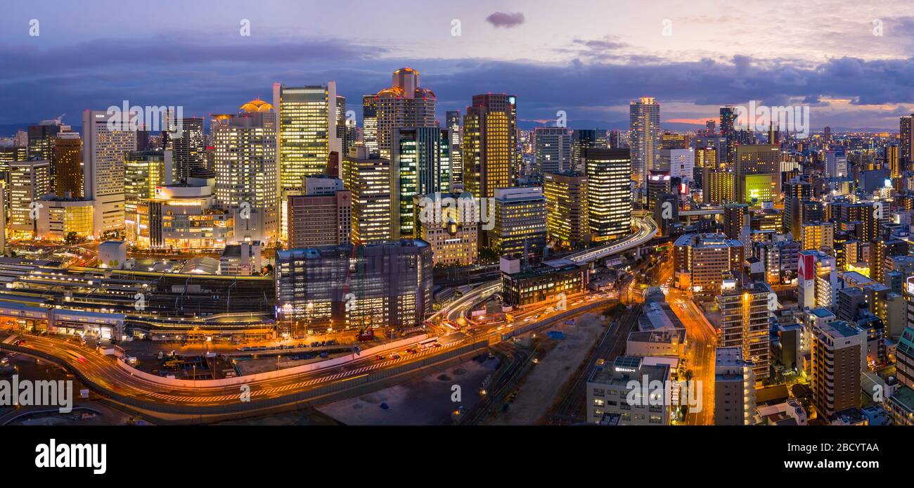 aerial view of osaka city skyline in japan Stock Photo - Alamy