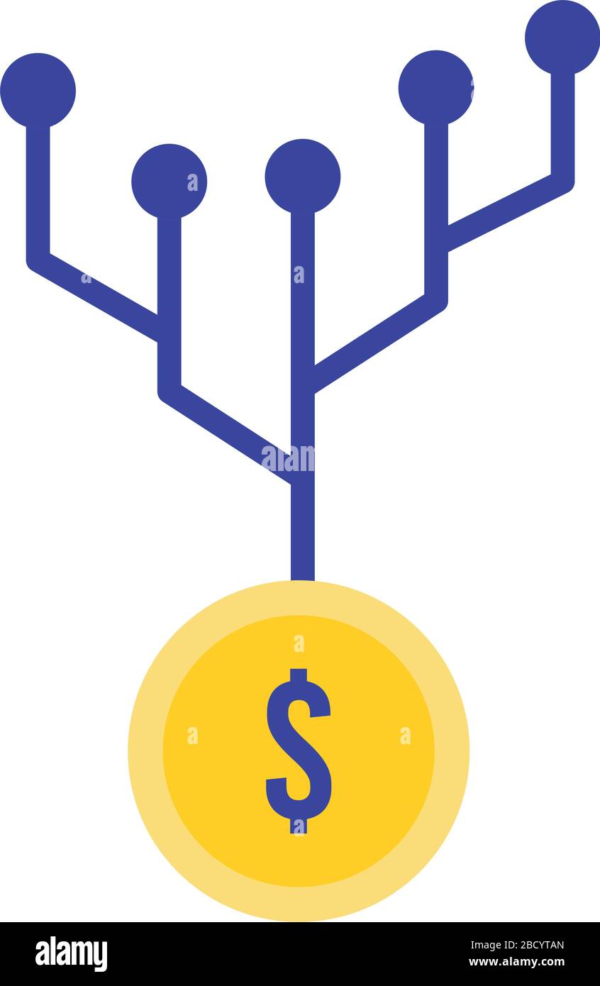 coin money dollar with electric circuit flat style icon Stock Vector ...