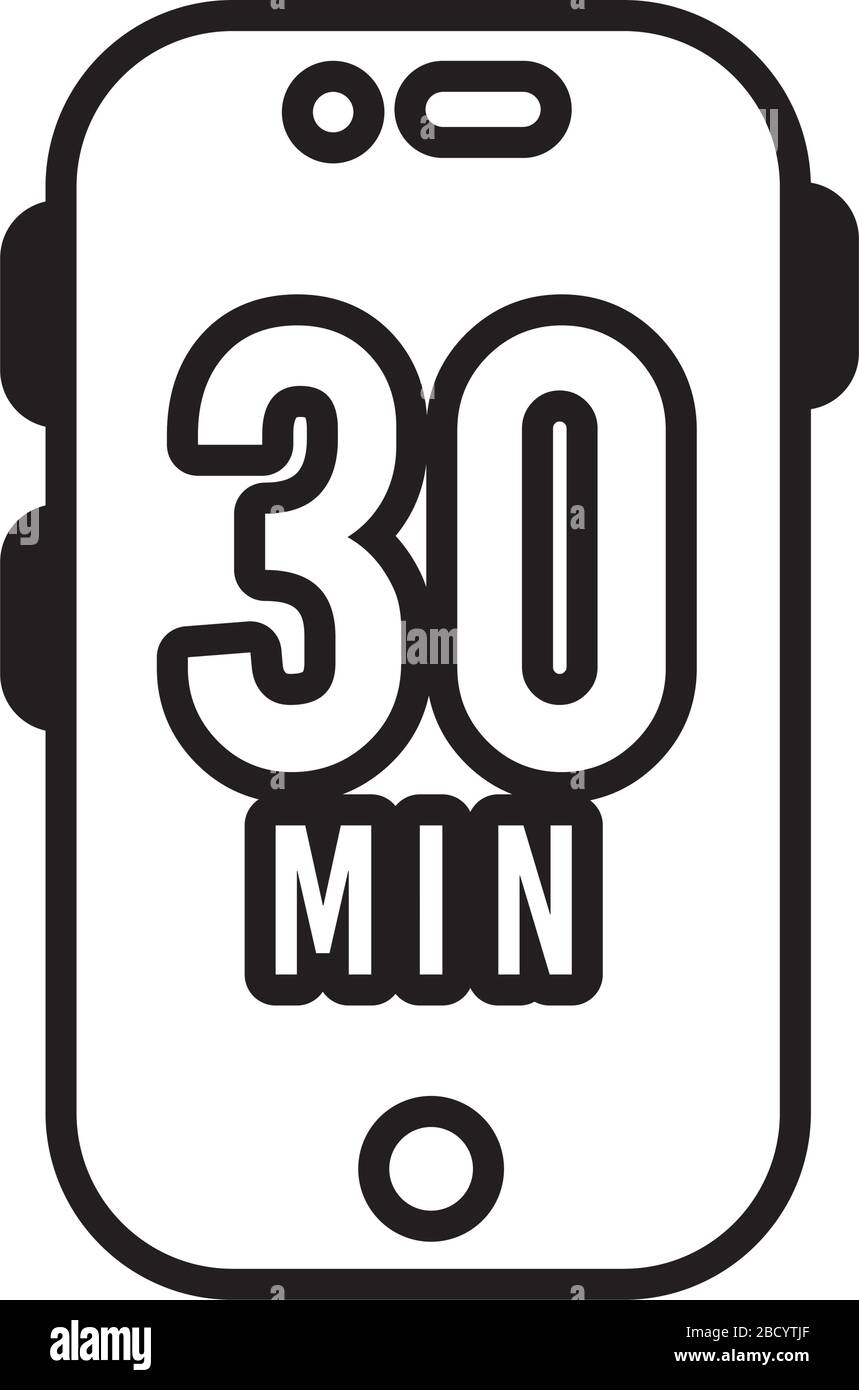 smartphone with 30 minuts line style icon Stock Vector Image & Art - Alamy