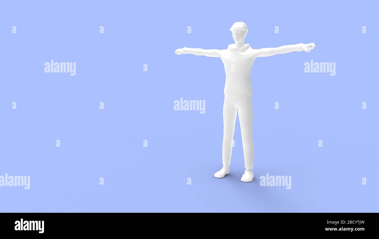 3D rendering of a boy human person character model arm spread Stock ...