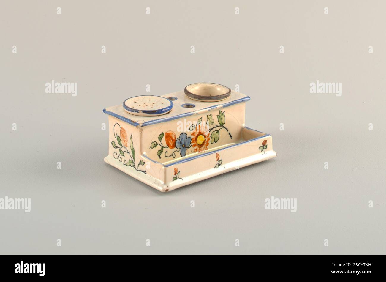 Inkwell and stand. Research in ProgressEarthenware box with two cups ...