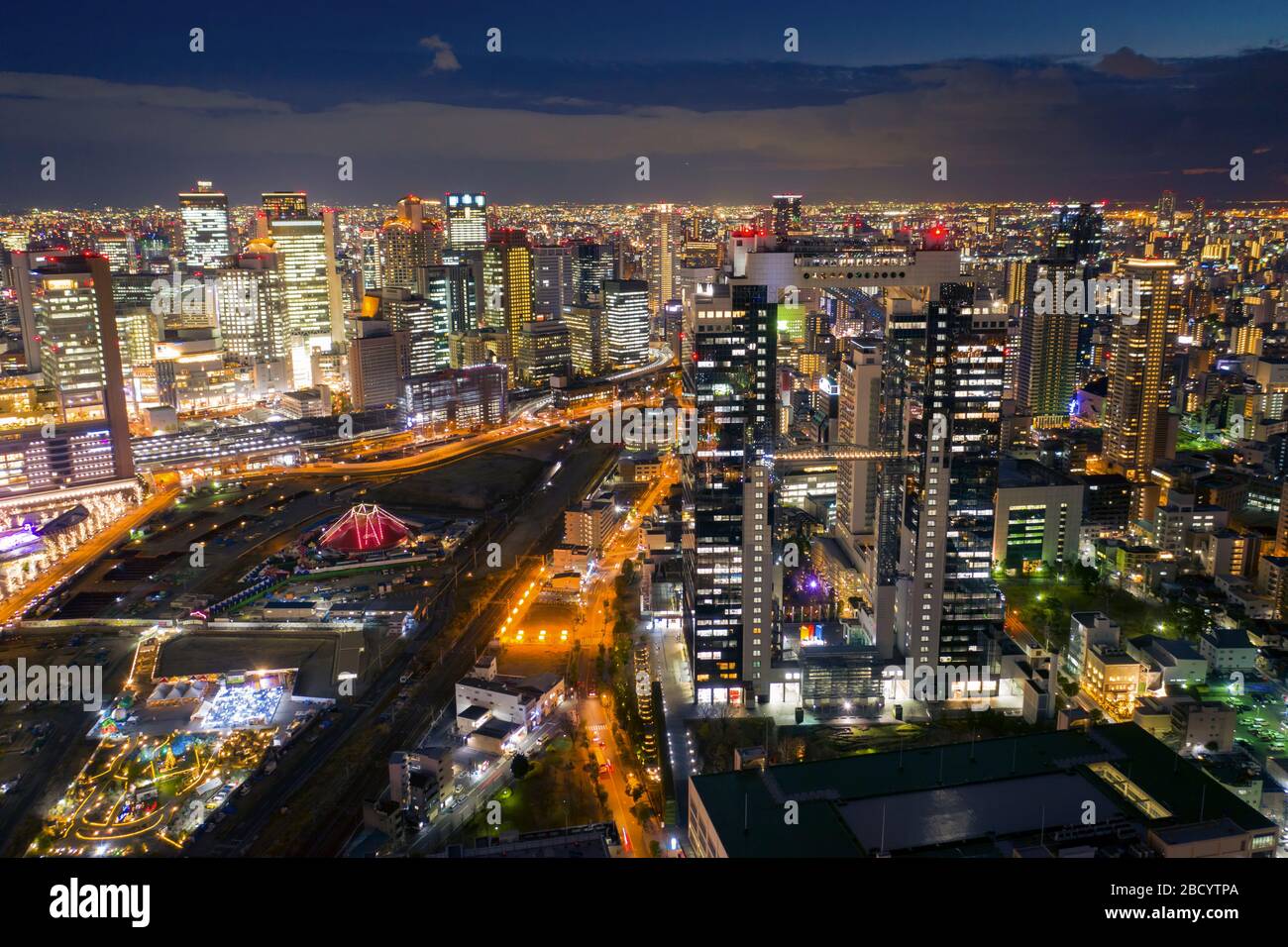 aerial view of osaka city skyline in japan Stock Photo - Alamy