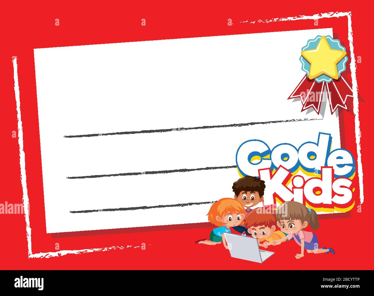 Background design template with kids using computer illustration Stock ...