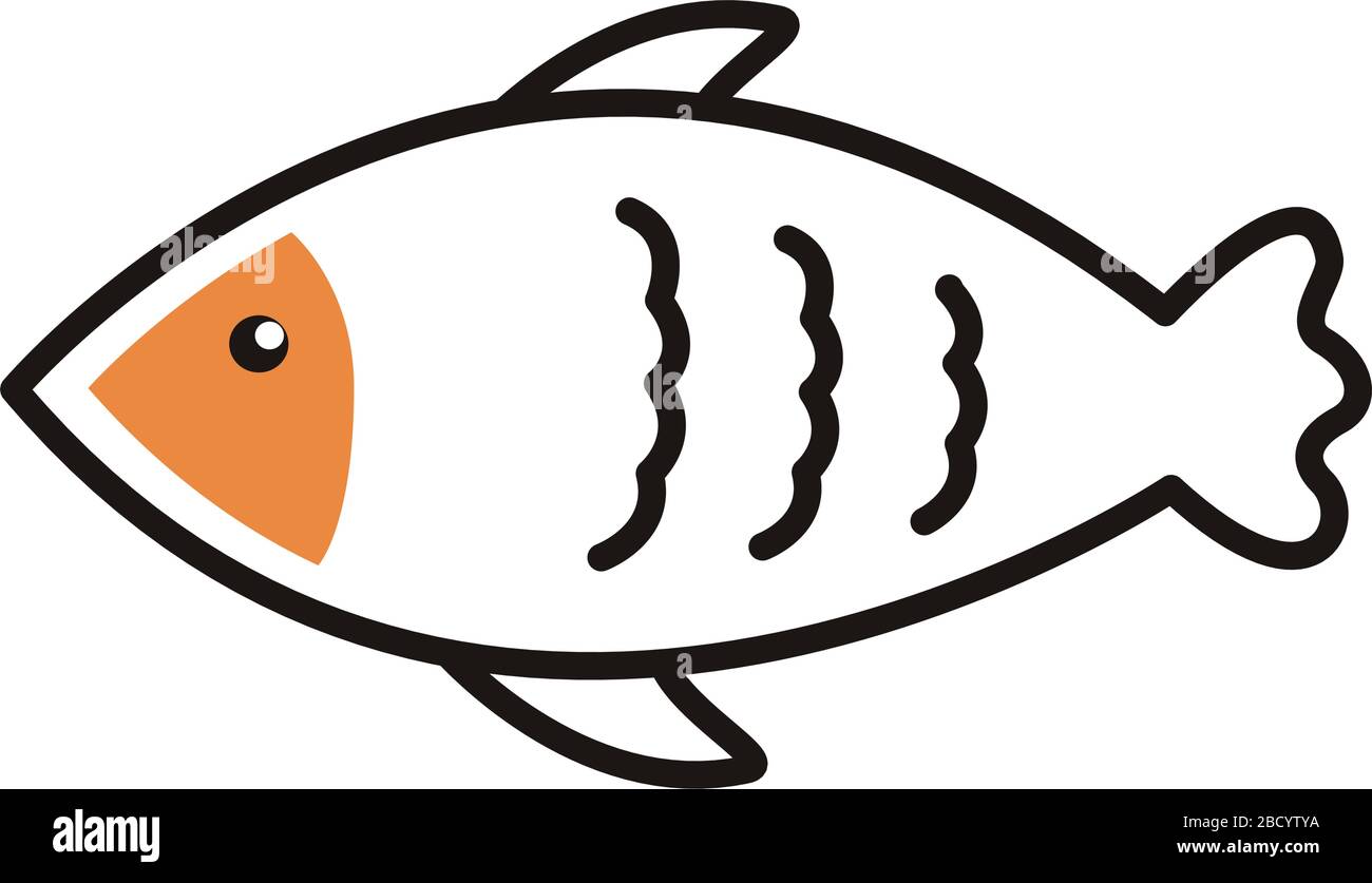 delicious fish healthy food line style Stock Vector Image & Art - Alamy